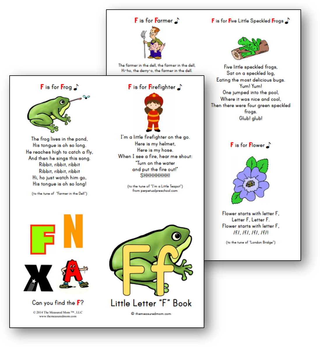 Letter F minibook: Rhymes & Songs