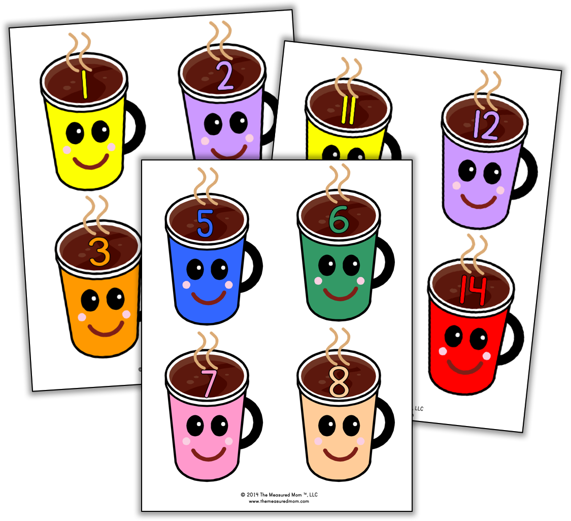 Hot chocolate counting mats #1-20 - The Measured Mom