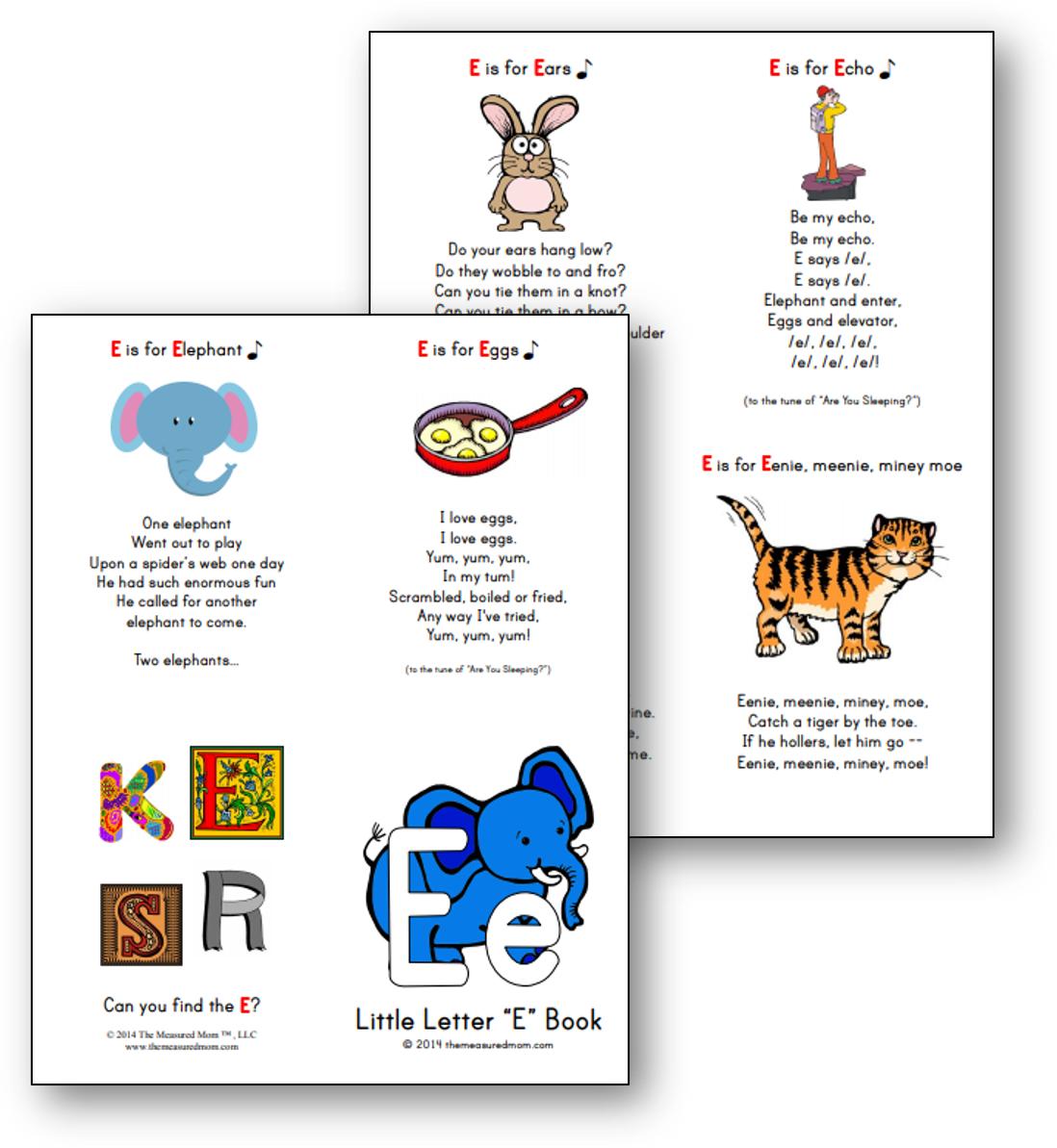 Letter E Songs & Rhymes Mini-Book