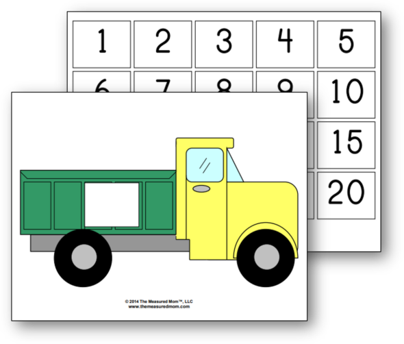 Dump truck counting mat - The Measured Mom