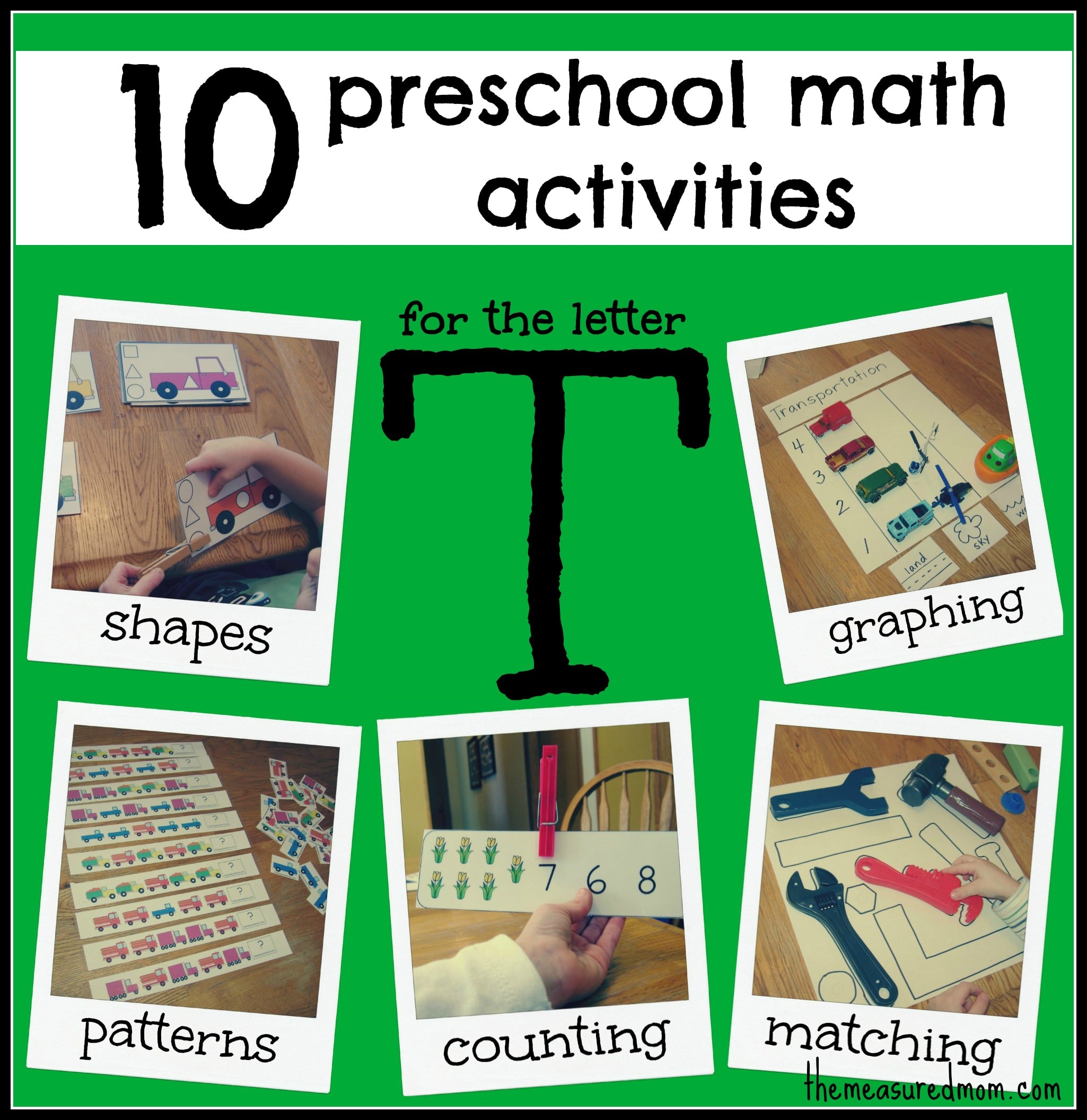 10 preschool math activities (featuring the letter T) - The Measured Mom