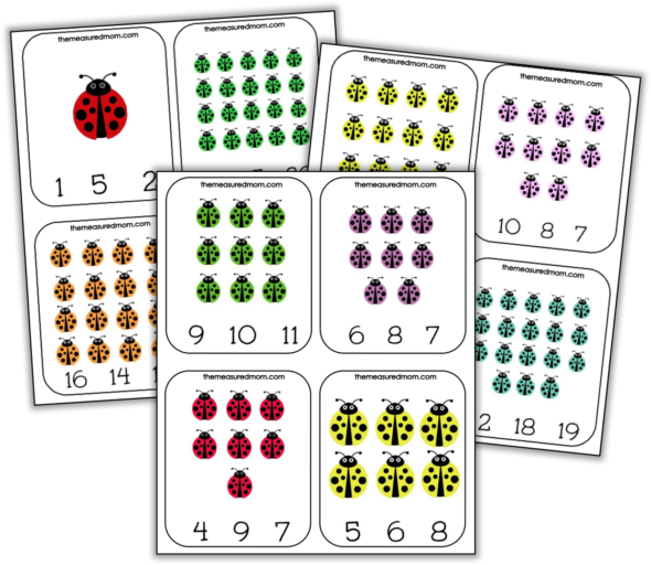 Ladybug count & clip cards - The Measured Mom