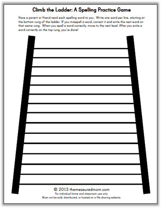 Climb the Ladder spelling game - The Measured Mom