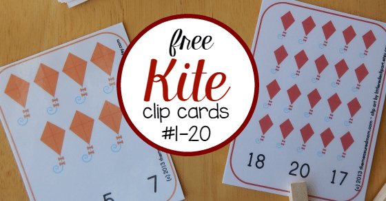 Kite Printable: Count & Clip Cards #1-20 - The Measured Mom