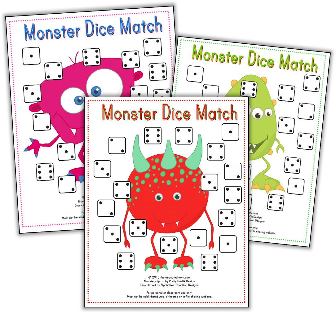 Monster Dice Match - The Measured Mom