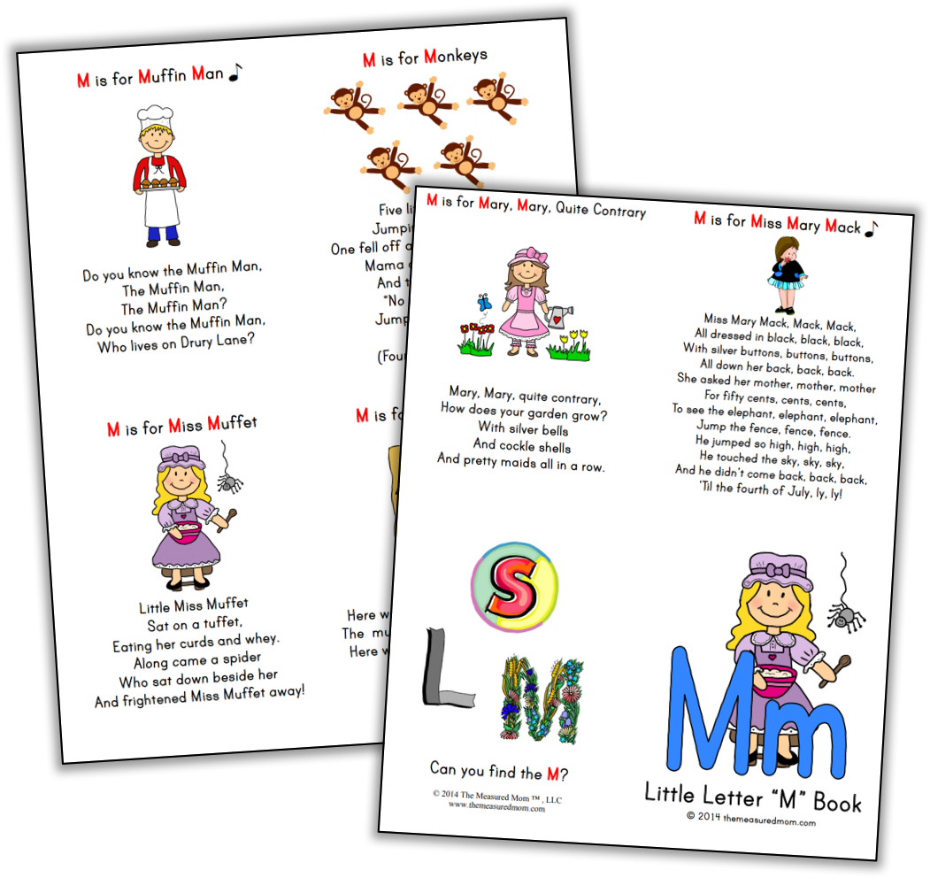 Free letter book: Rhymes & Songs for Letter M - The Measured Mom