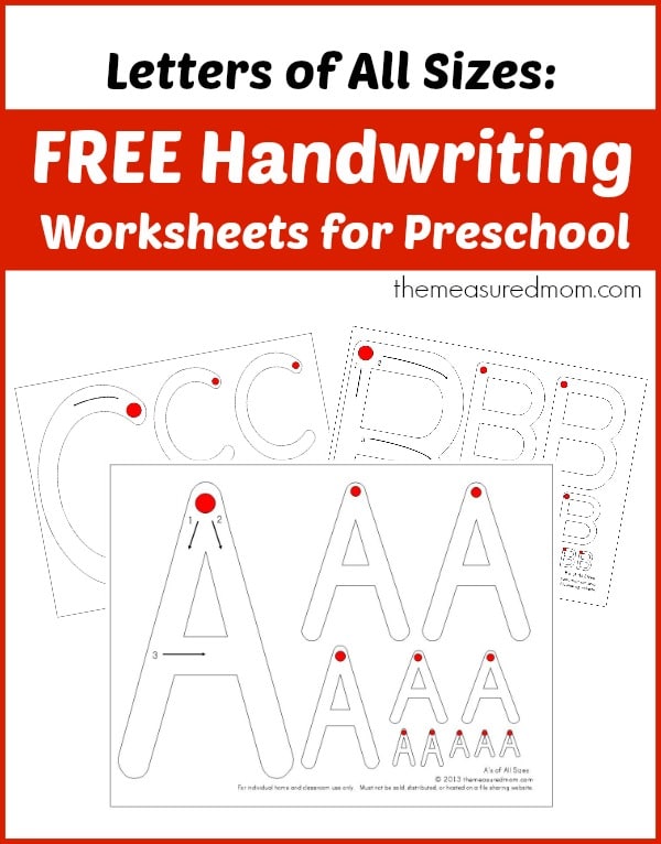 Free Handwriting Worksheets For Preschool Letters Of All Sizes The 