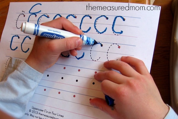 Writing the letter C - The Measured Mom