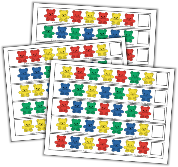 Bear counter pattern strips for preschoolers - The Measured Mom