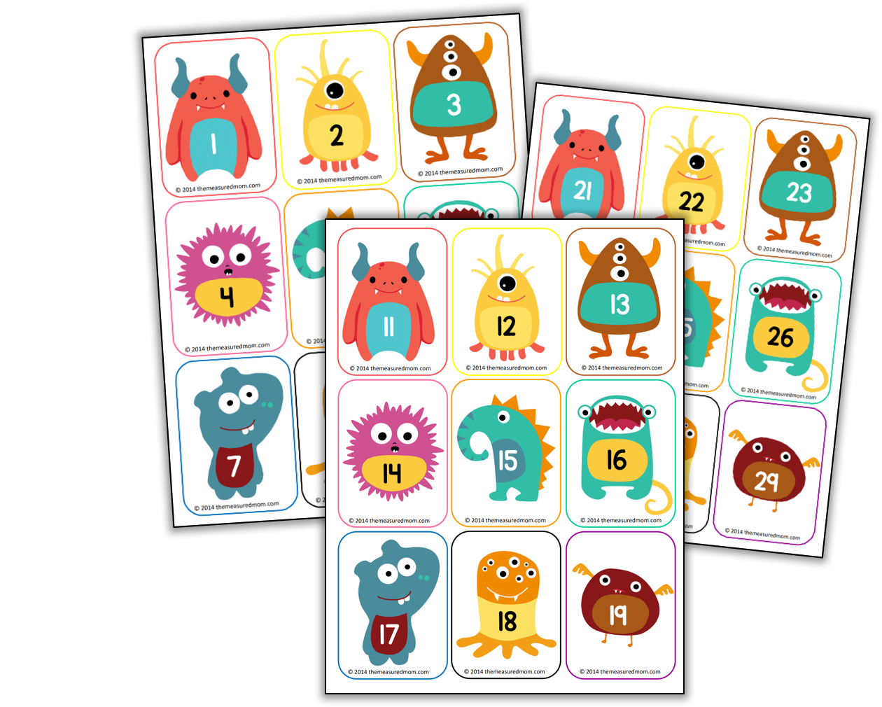 Monster number cards 1-130 - The Measured Mom