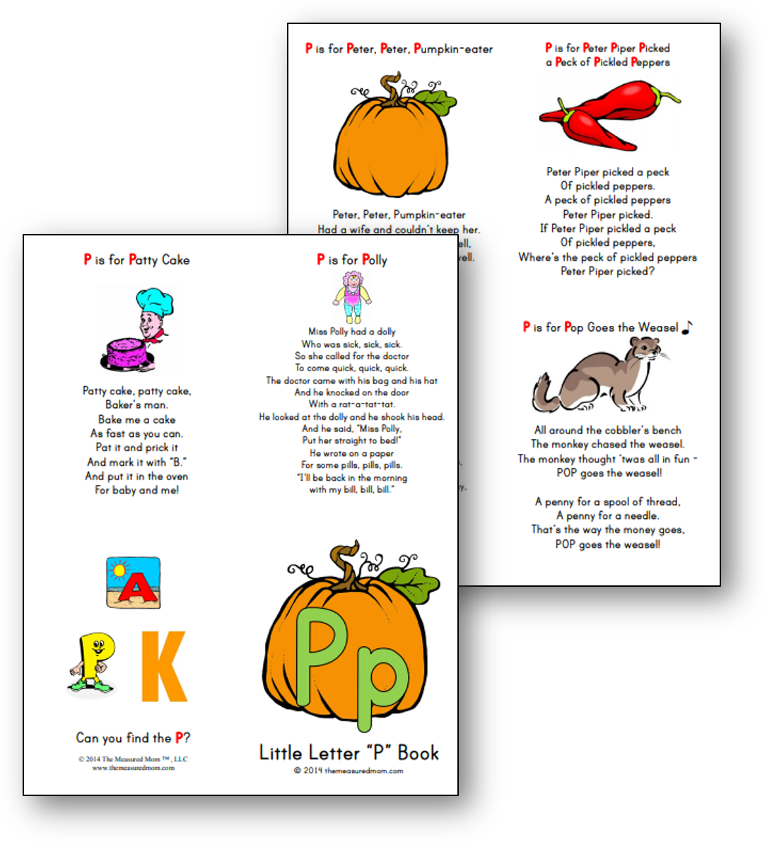 Letter P Songs & Rhymes (free book!) - The Measured Mom