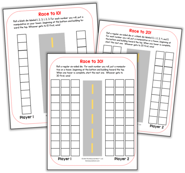 Race to 20 math game - The Measured Mom