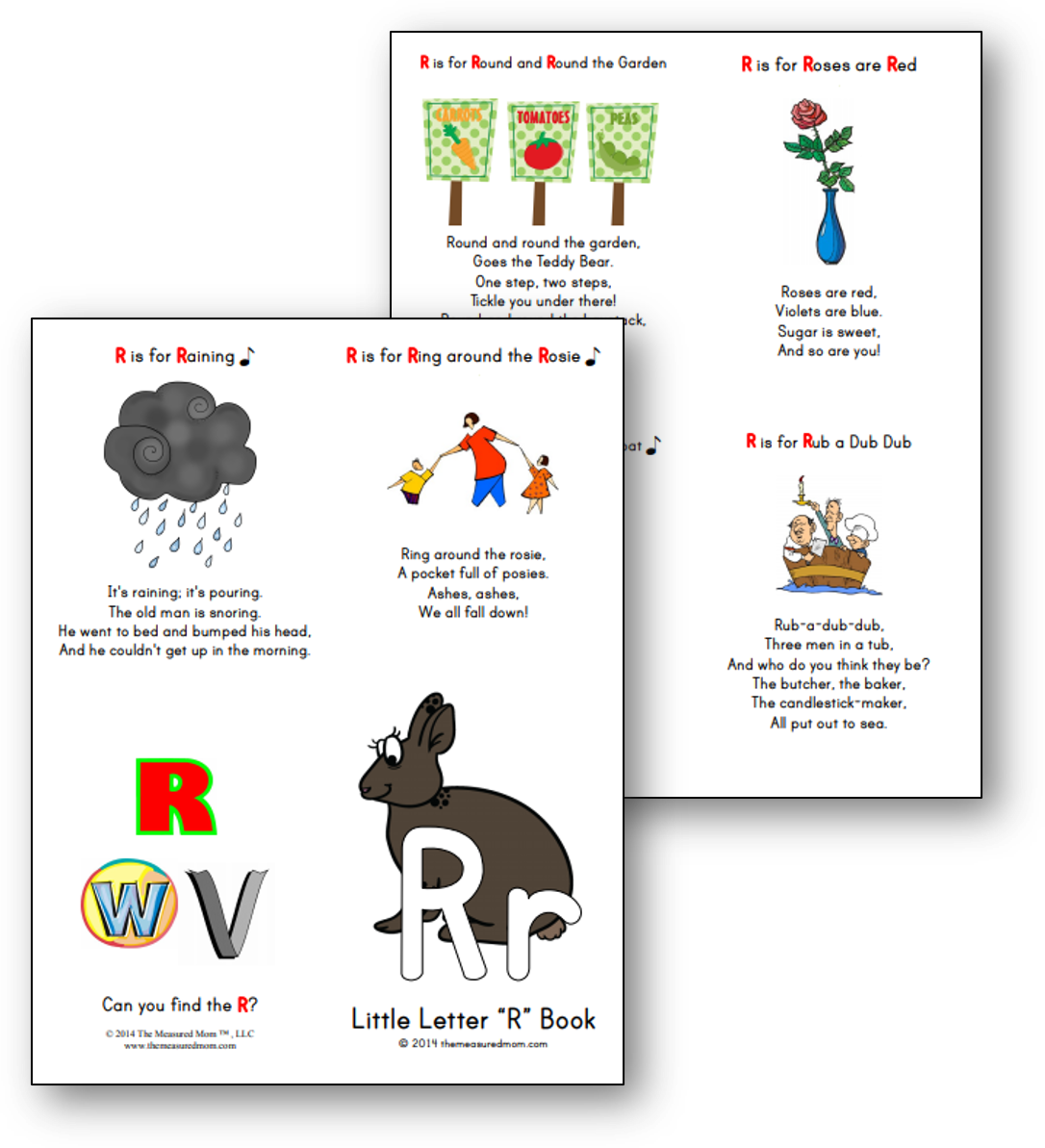 Nursery rhymes and songs for letter R - The Measured Mom