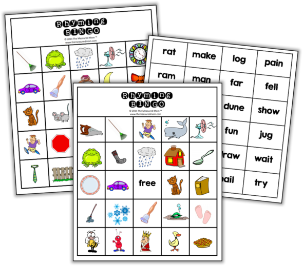 Rhyming bingo games - The Measured Mom