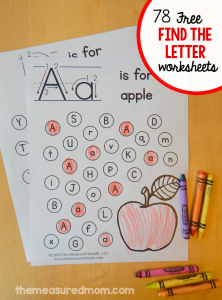 Letter find worksheets - The Measured Mom