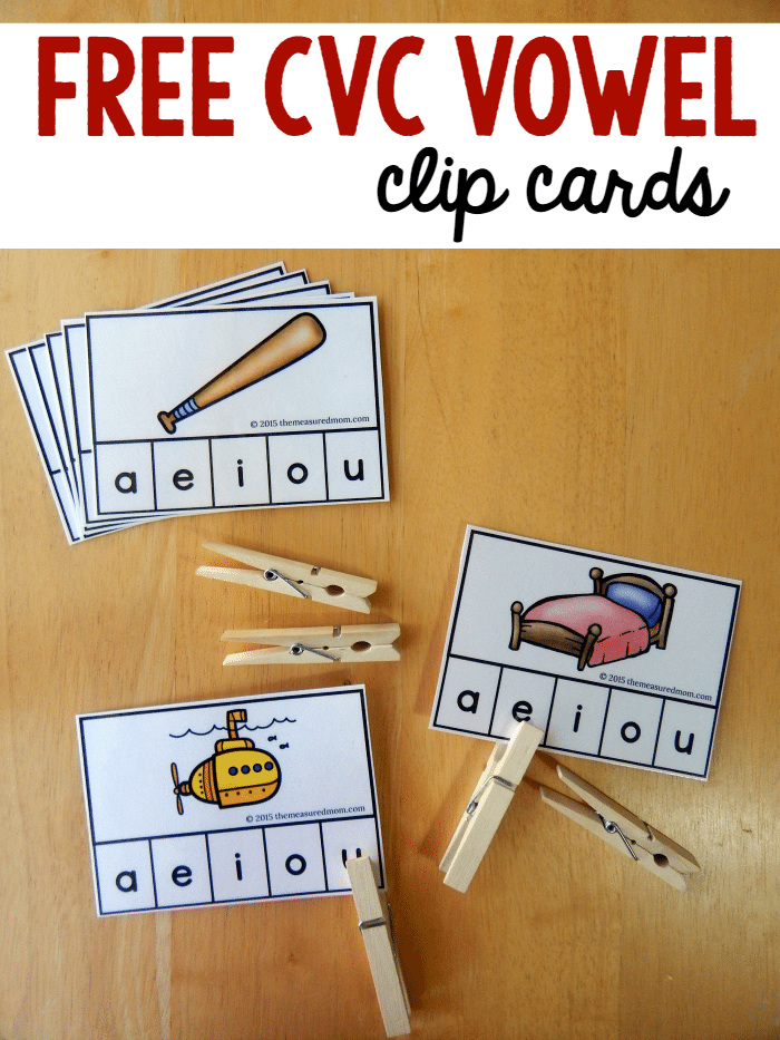 CVC vowel clip cards - The Measured Mom