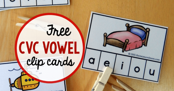 CVC vowel clip cards - The Measured Mom