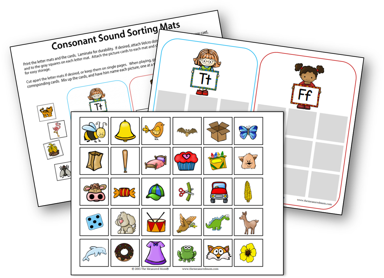Consonant sounds sorting mats - The Measured Mom