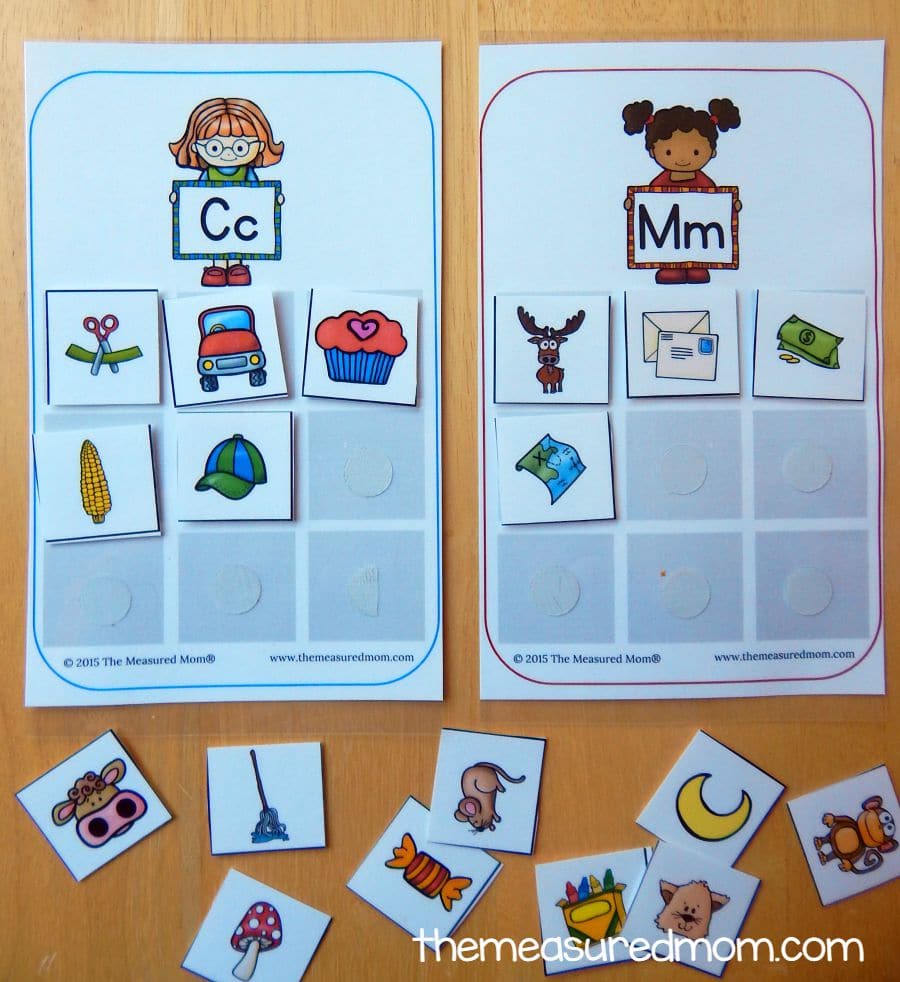 Consonant sounds sorting mats - The Measured Mom