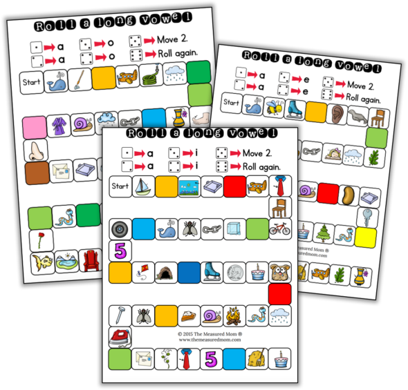 Roll a long vowel games - The Measured Mom