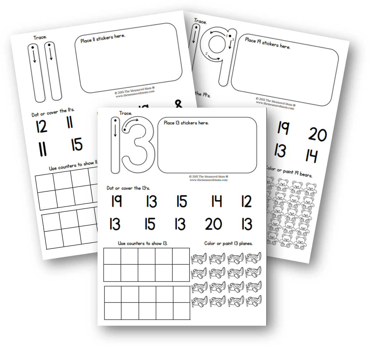 Worksheets for numbers 11-20 - The Measured Mom