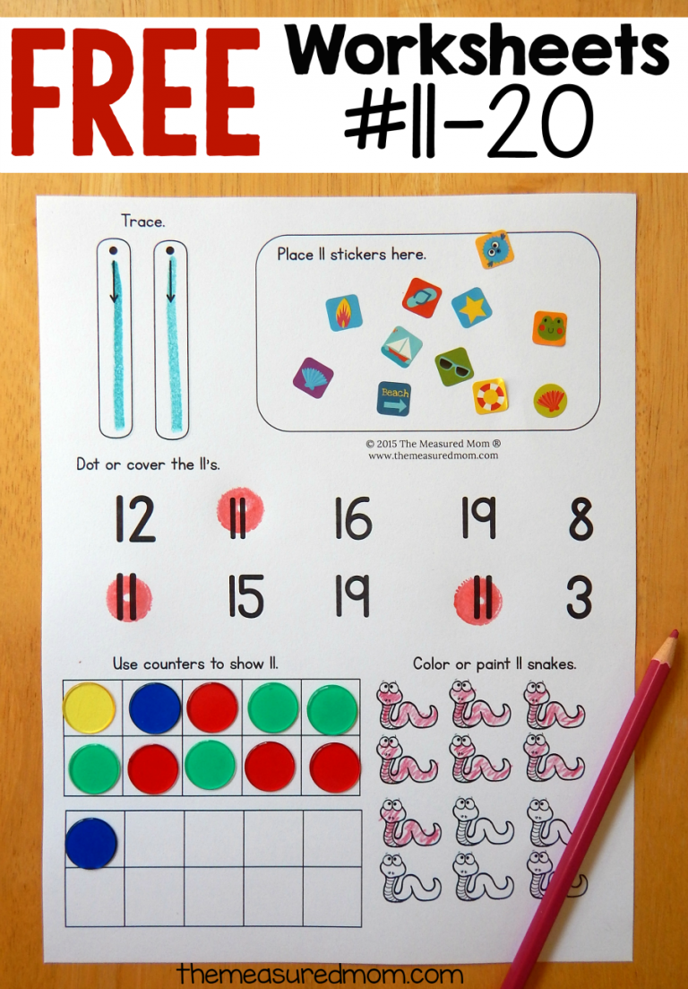 Worksheets for numbers 11-20 - The Measured Mom