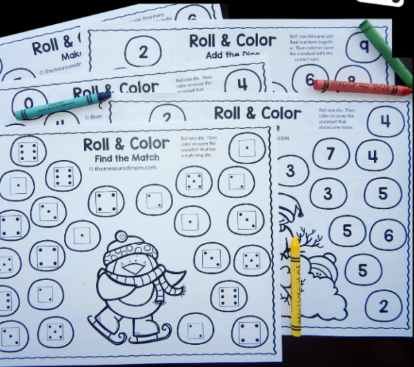 Winter roll and color games - The Measured Mom