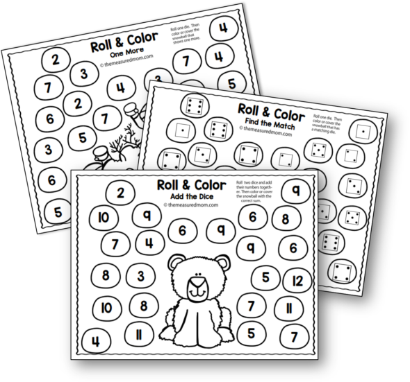 Winter roll and color games - The Measured Mom