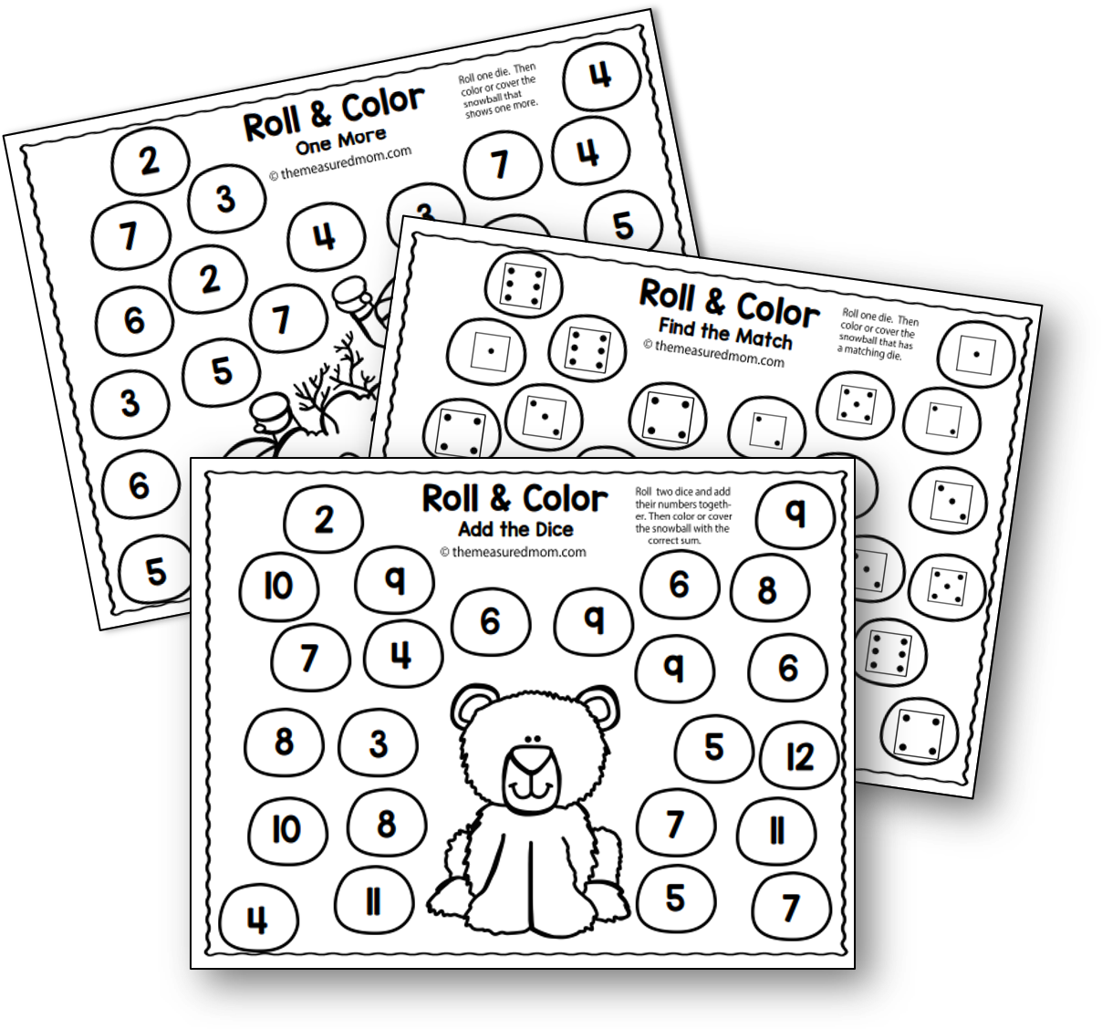 Winter roll and color games - The Measured Mom