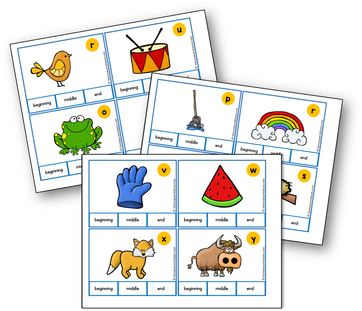 Beginning, middle, and ending sound clip cards - The Measured Mom