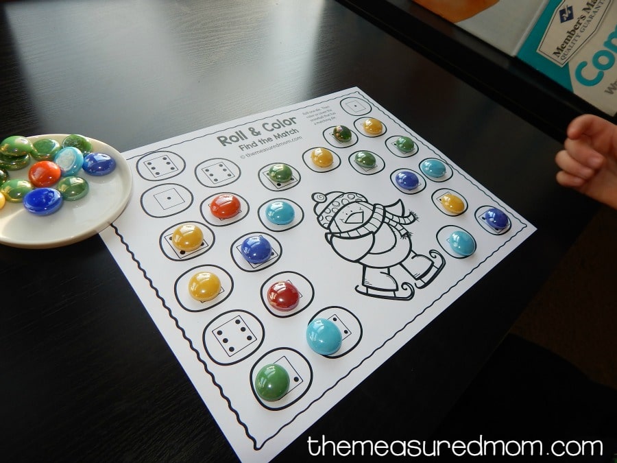 Winter roll and color games - The Measured Mom