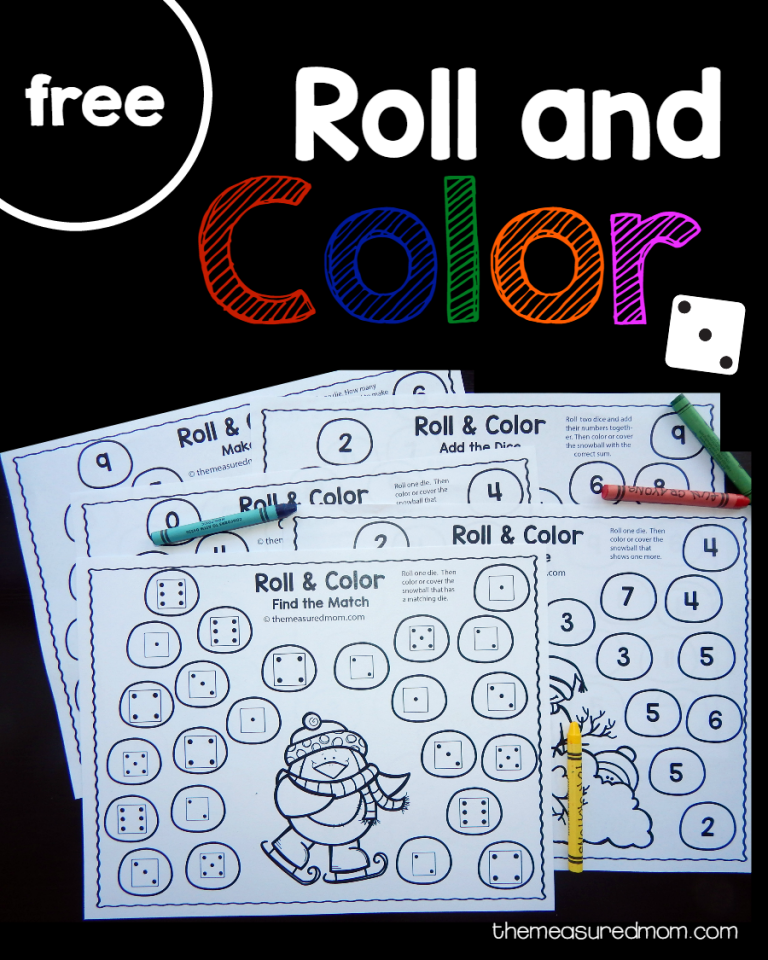 Winter roll and color games - The Measured Mom