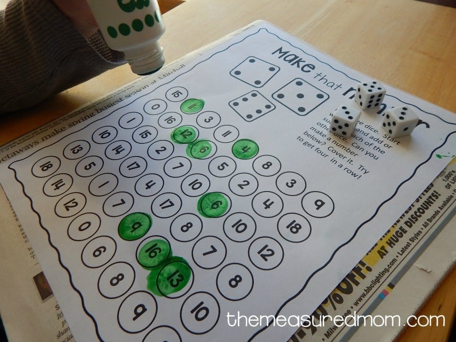 Addition and subtraction game - The Measured Mom