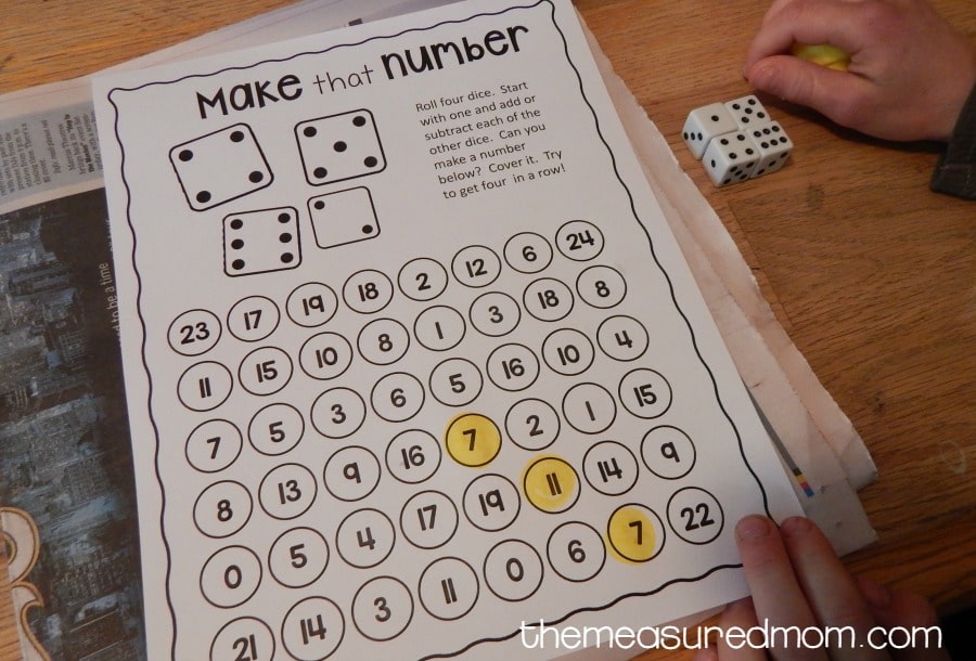 Addition and subtraction game - The Measured Mom