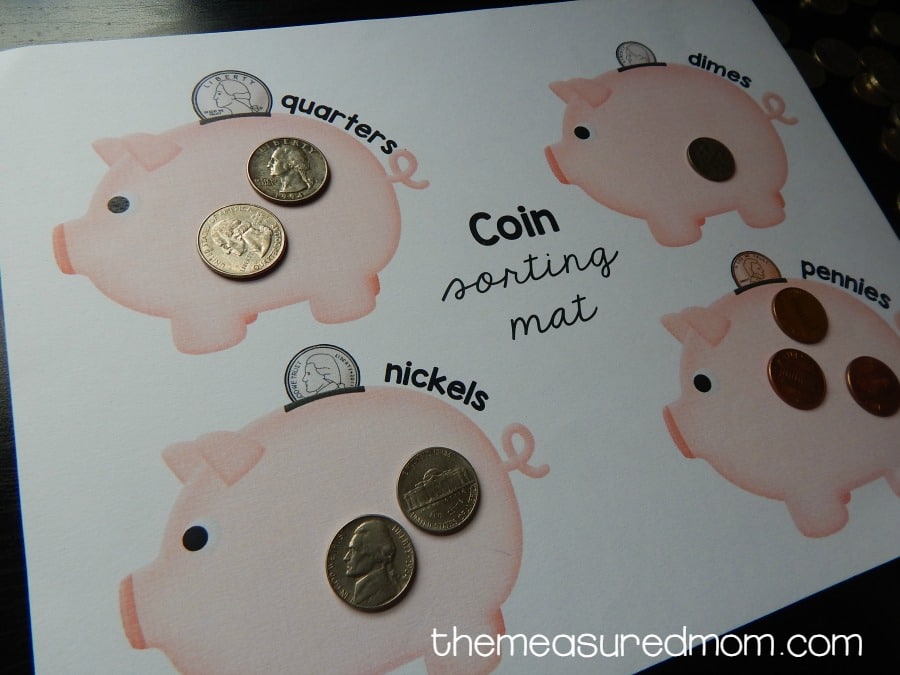 Coin sorting mat - The Measured Mom