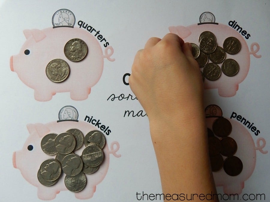 Coin sorting mat - The Measured Mom