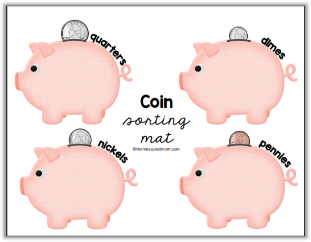 Coin sorting mat - The Measured Mom