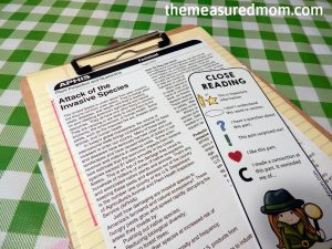 Close reading poster and bookmarks - The Measured Mom