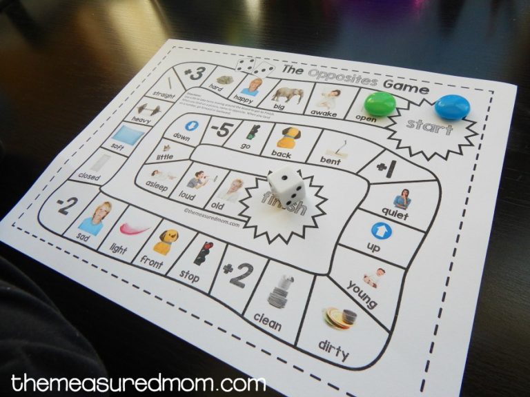 Opposites board game - The Measured Mom