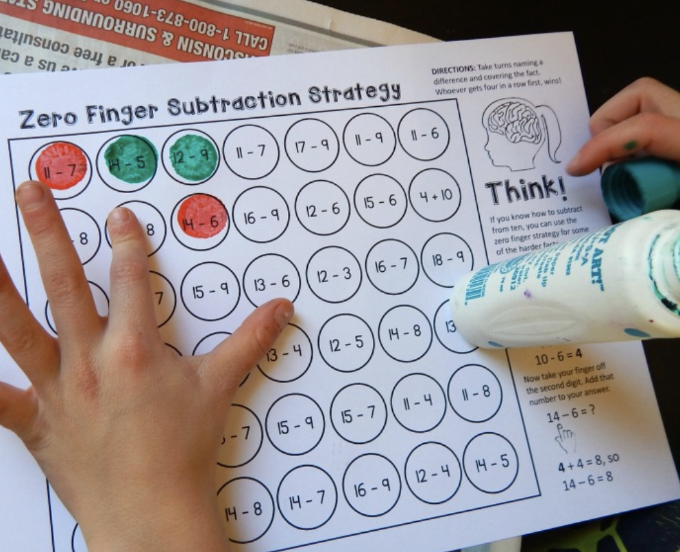 Subtraction fact strategy games - The Measured Mom
