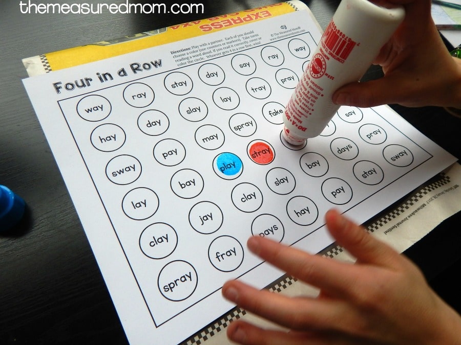 Four-in-a-row games for ai and ay words - The Measured Mom