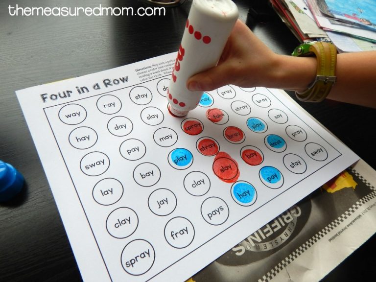 Four-in-a-row games for ai and ay words - The Measured Mom