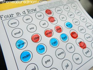 Four-in-a-row games for ai and ay words - The Measured Mom