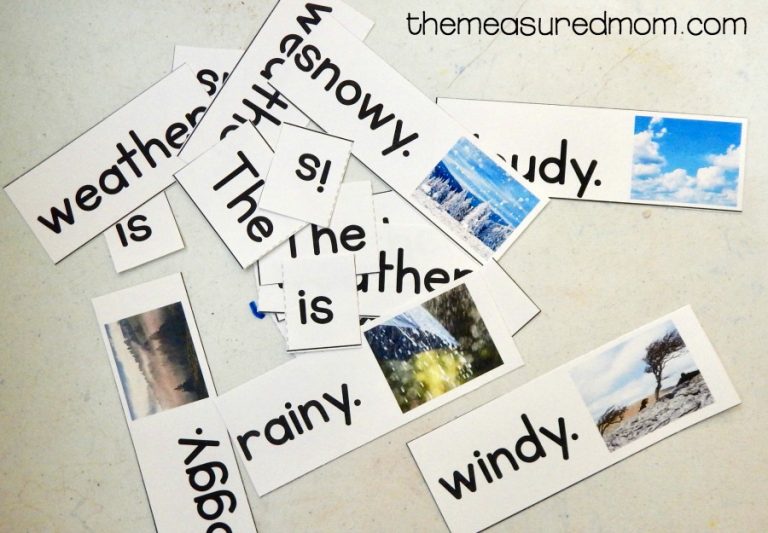 Weather pocket chart sentences - The Measured Mom