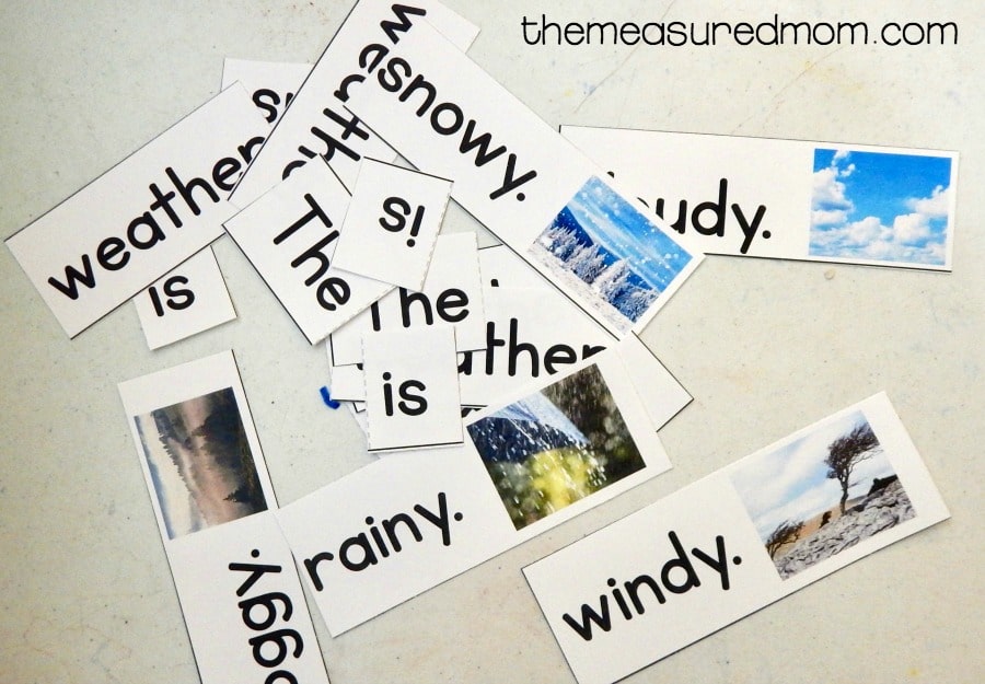Weather pocket chart sentences - The Measured Mom