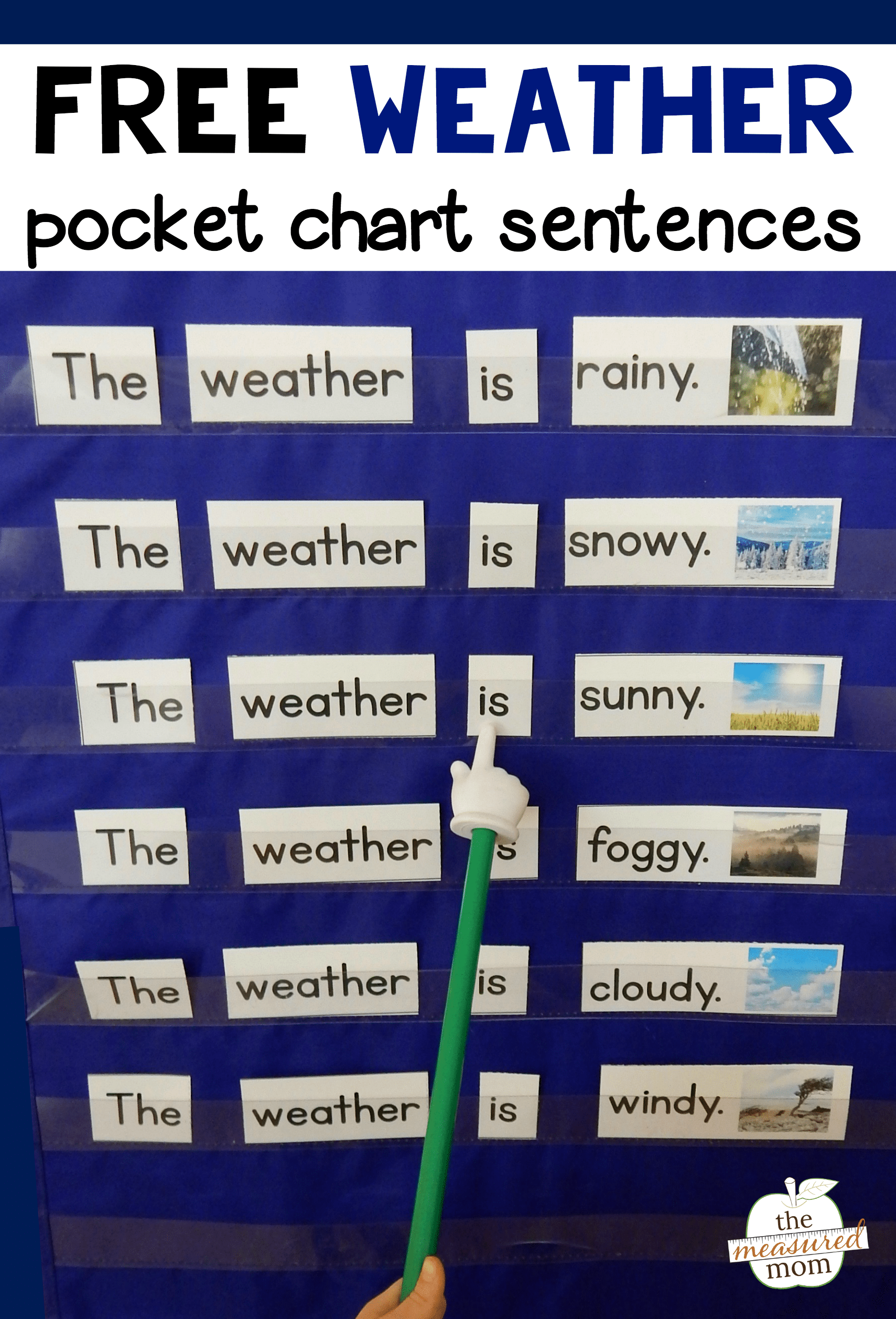 Weather pocket chart sentences - The Measured Mom