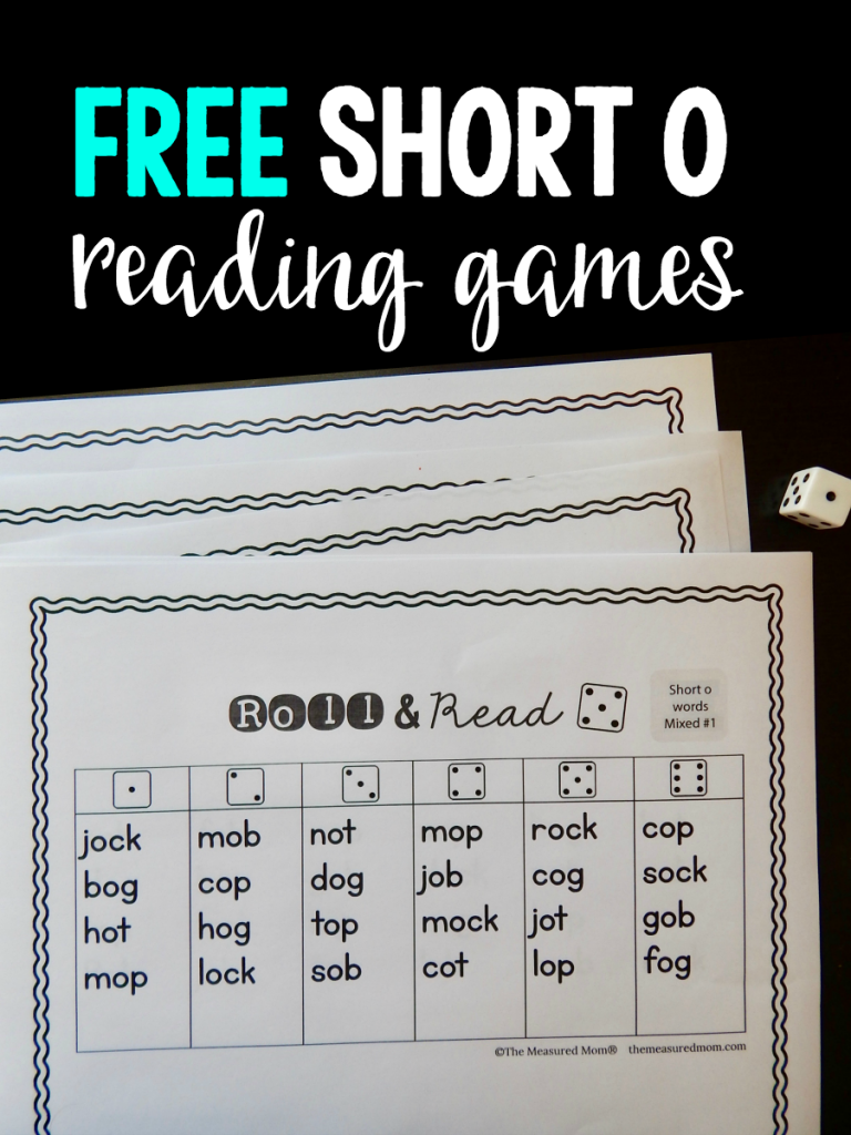 Roll & read games for short o words - The Measured Mom