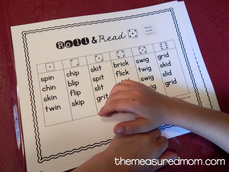 Roll & read games for short i words - The Measured Mom