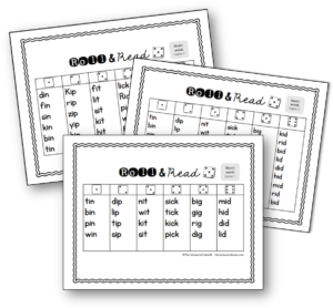 Roll & read games for short i words - The Measured Mom