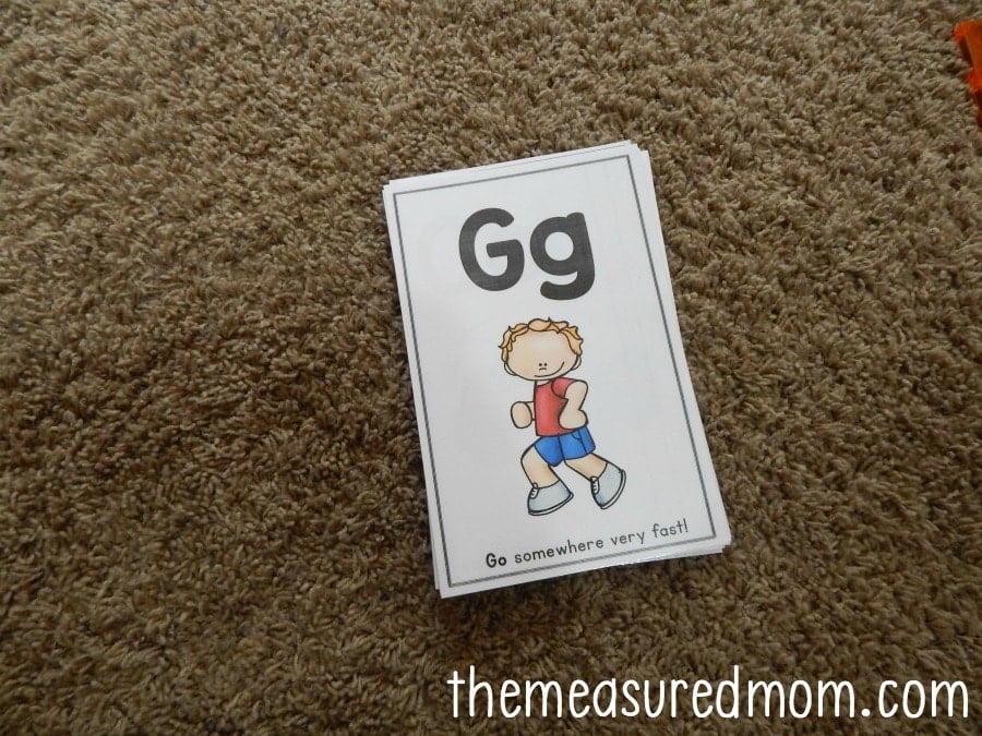 Alphabet action cards - The Measured Mom